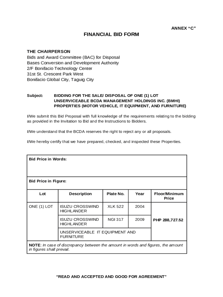 Updated Standard For Bidding of Goods - Doc New ... Doc Template | pdfFiller