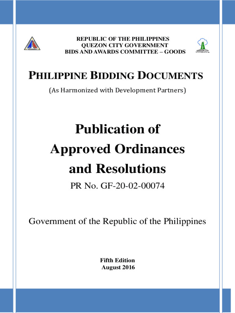 Fillable Online Procurement of Publication of Approved Ordinances and ...