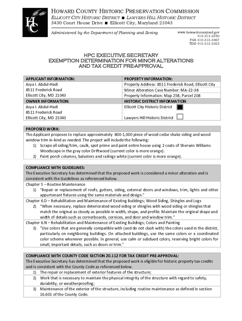 Fillable Online EXEMPTION DETERMINATION FOR MINOR ALTERATIONS Fax Email ...