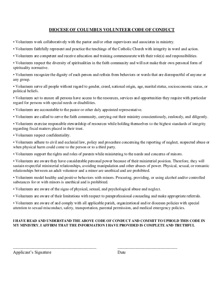 Fillable Online Parish Volunteer Application Form Fax Email Print ...