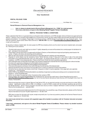 Fillable Online RENTAL RELEASE FORM Unit Owner(s) Fax Email Print ...