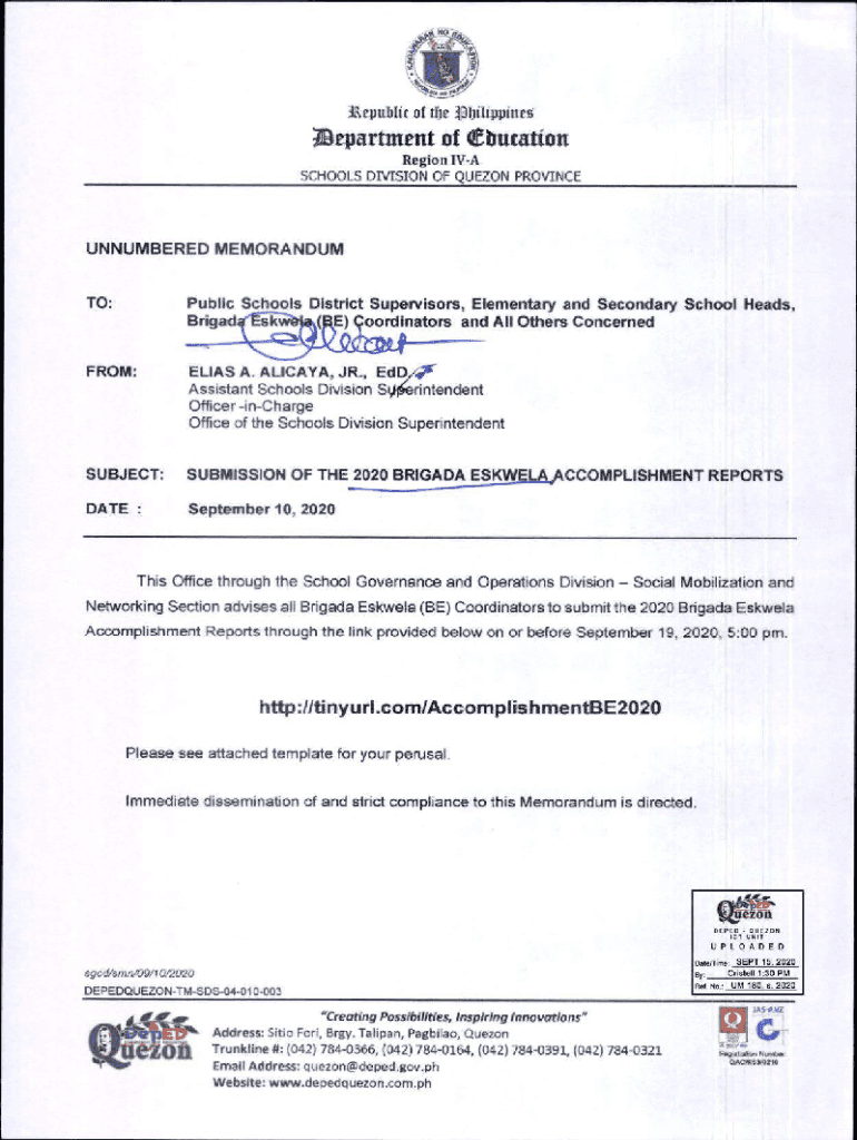 Fillable Online BRIGADA ESKWELA FORM 1 Fax Email Print - pdfFiller