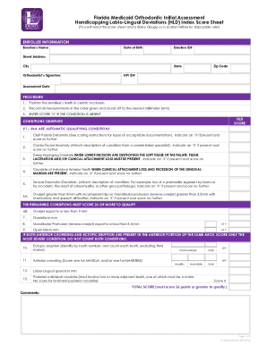 Fillable Online ACA HLD Orthodontic Treatment Score Sheet Fax Email ...
