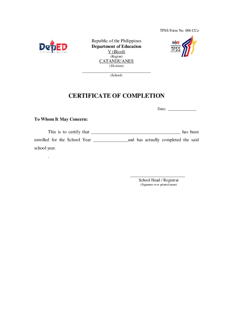 Fillable Online certificate of completion Fax Email Print - pdfFiller