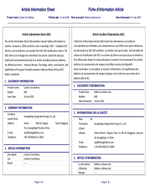 Fillable Online Article Information Sheet Fiche d'information Article Fax Email Print - pdfFiller