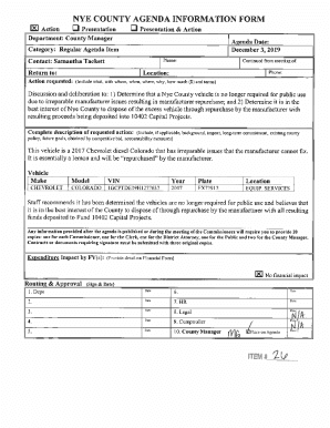 Fillable Online NYE COUNTY AGENDA INFORMATION FORM 7/ Fax Email Print ...