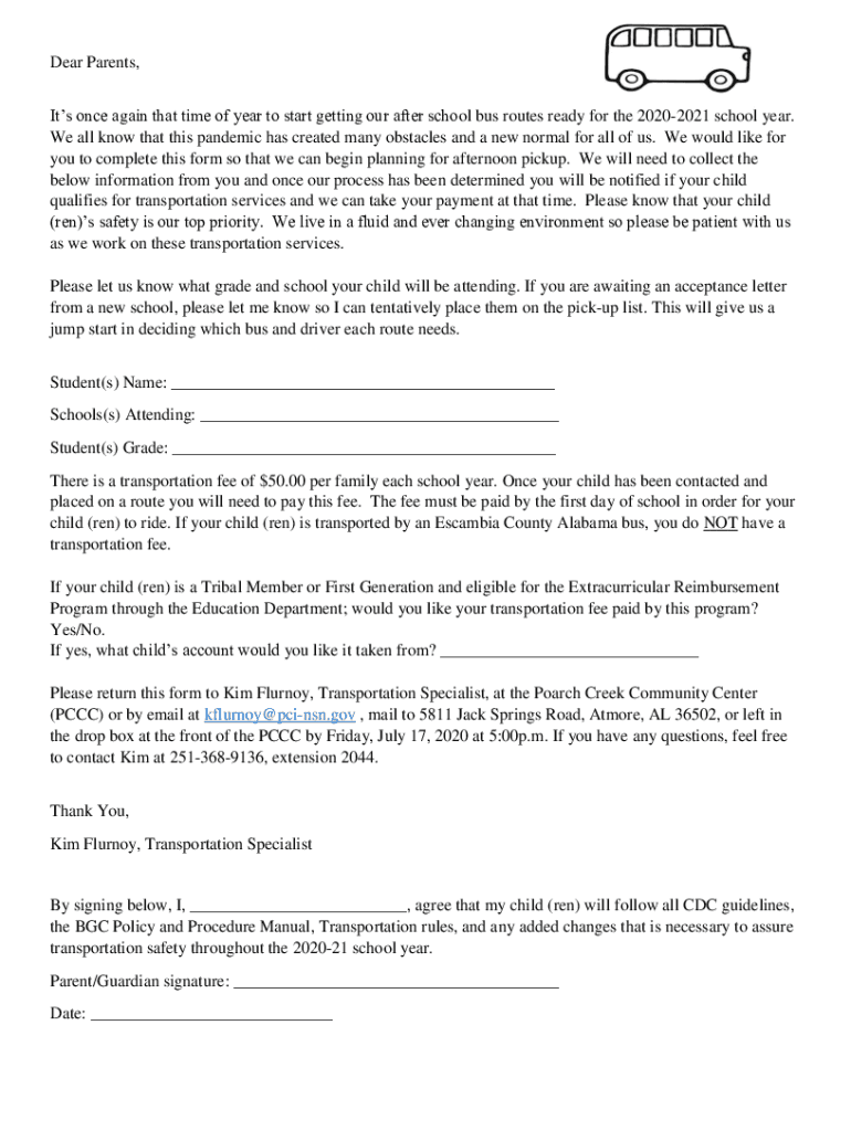 Fillable Online Dear Parents, It's once again that time of year to start ... Fax Email Print ...