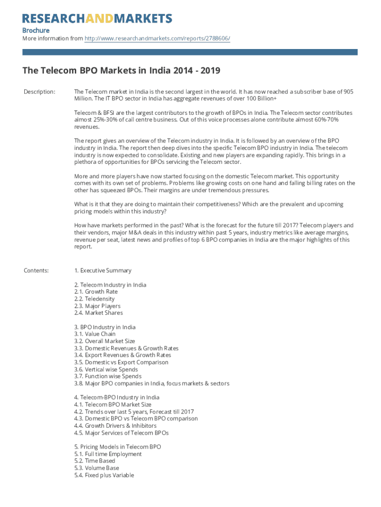 Fillable Online BPO Services Market Summary, Competitive Analysis ...