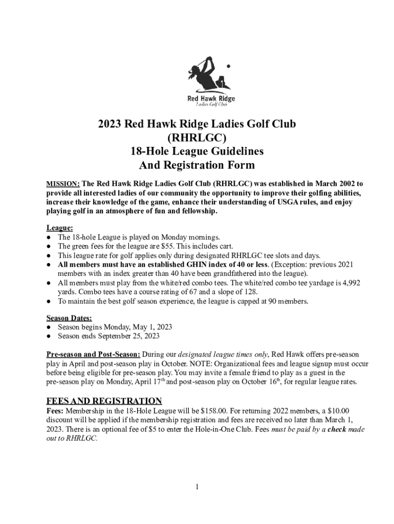 Fillable Online Red Hawk Ridge Ladies Golf Club ready to swing this ...