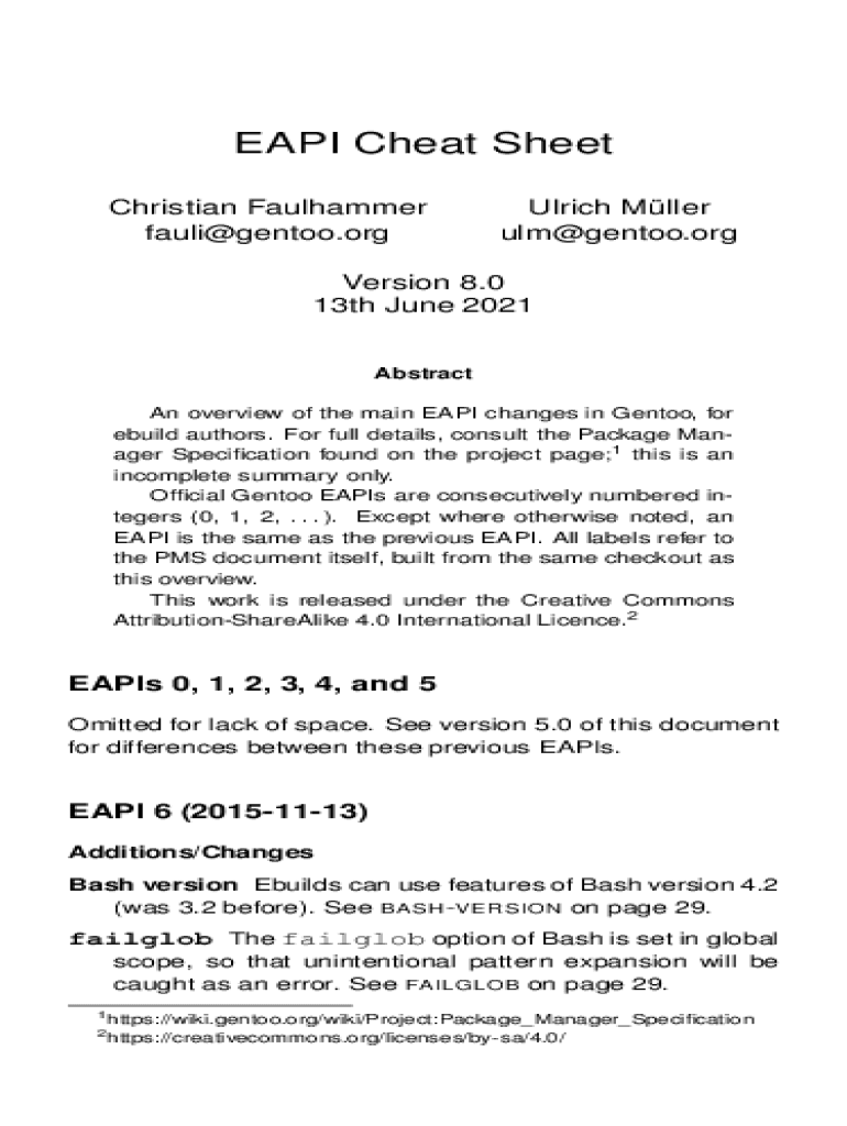 Fillable Online projects gentoo EAPI Cheat Sheet Fax Email Print ...