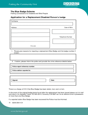 Fillable Online Blue Badges and parking for disabled people - House of ...