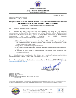 Fillable Online Region-Memorandum-CLMD-320-REQUEST-FOR-DATA- ... Fax ...