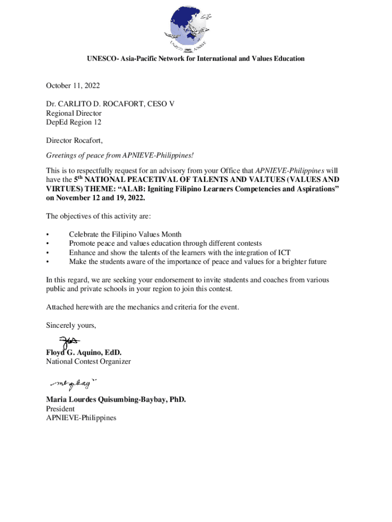 Fillable Online Regional Director, Dr. Carlito D. Rocafort, CESO V! We ...