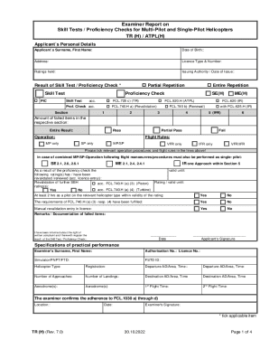 Fillable Online Examiner Report on Skill Tests / Proficiency Checks for ...