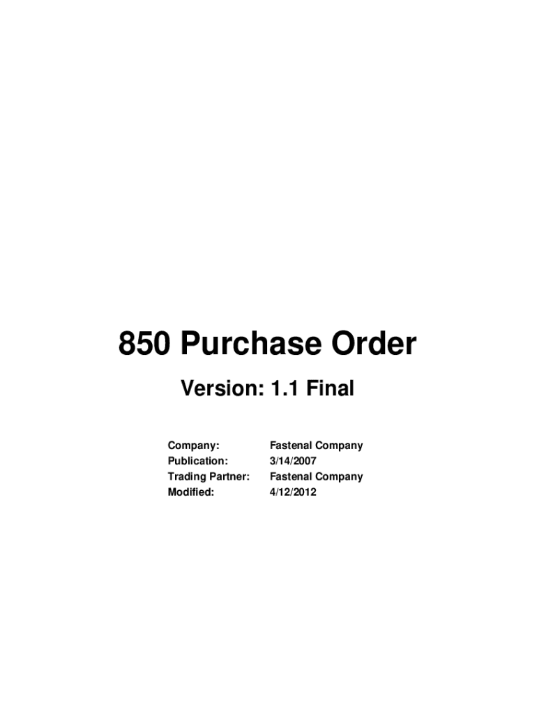 Fillable Online 850 Purchase Order - iConnect Fax Email Print - pdfFiller