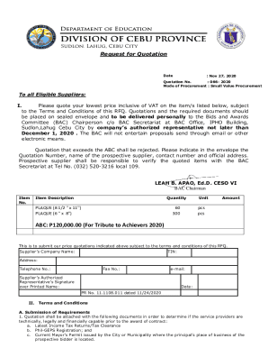 Fillable Online REQUEST FOR QUOTATION FOR LOW-VALUE GOODS DATE Fax ...