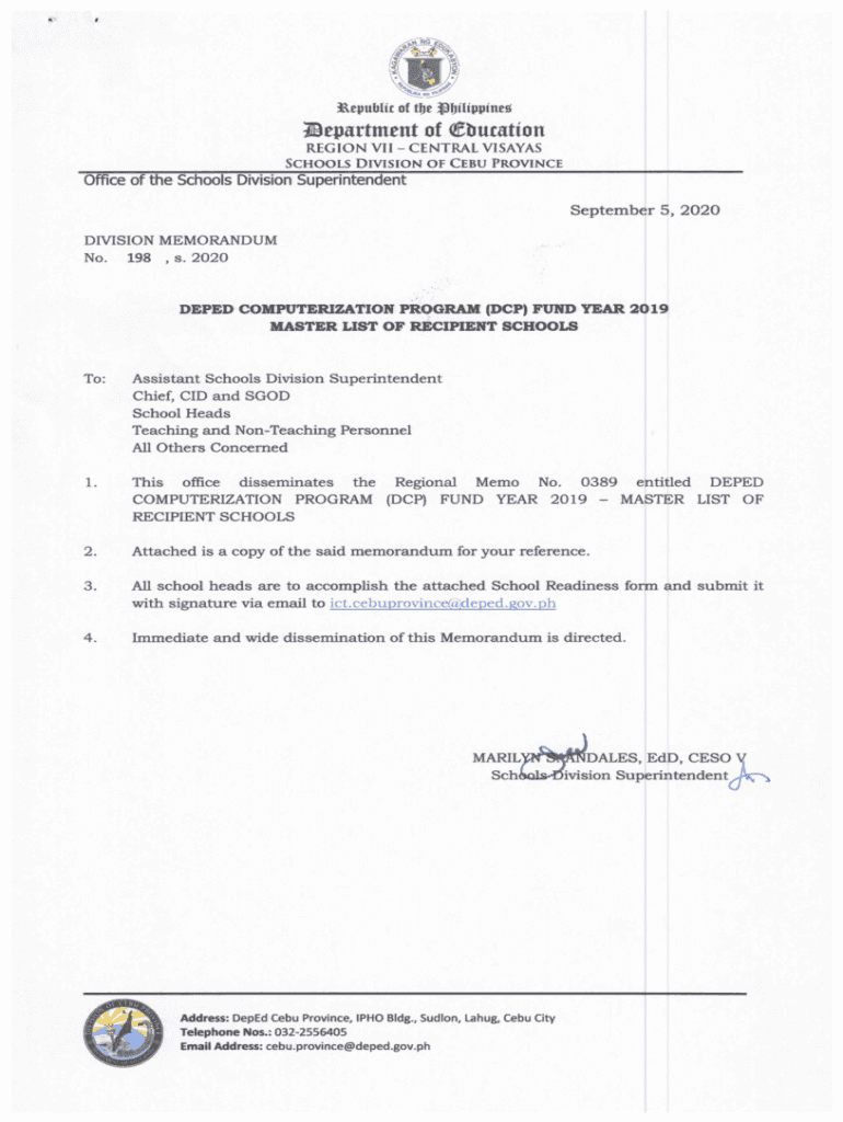 Fillable Online Department of Education Computerization Program (DCP ...