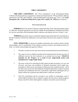 Fillable Online First Amendment to Agreement Fax Email Print - pdfFiller