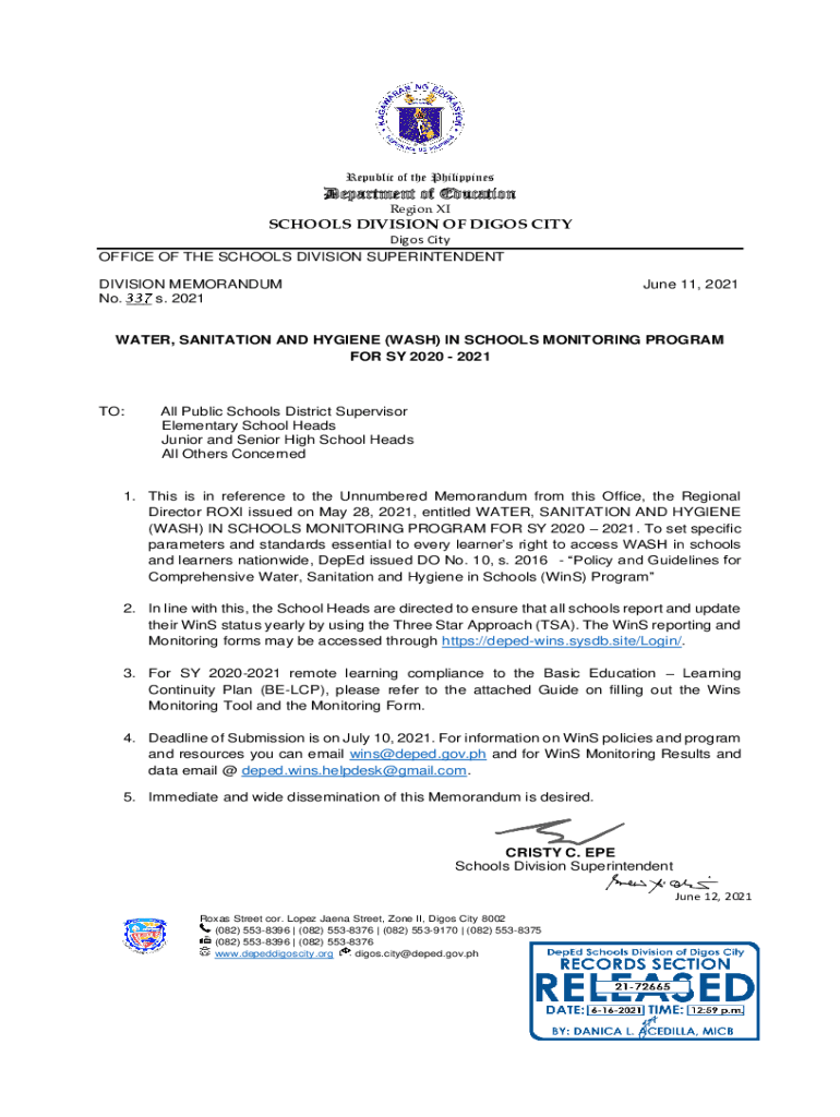 Fillable Online OFFICE OF THE SCHOOLS DIVISION SUPERINTENDENT Fax Email ...