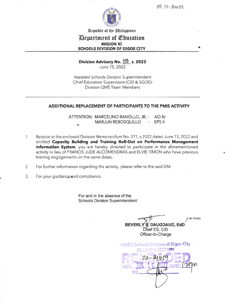 Fillable Online DepEd Digos-Office of the Assistant Schools Division ...