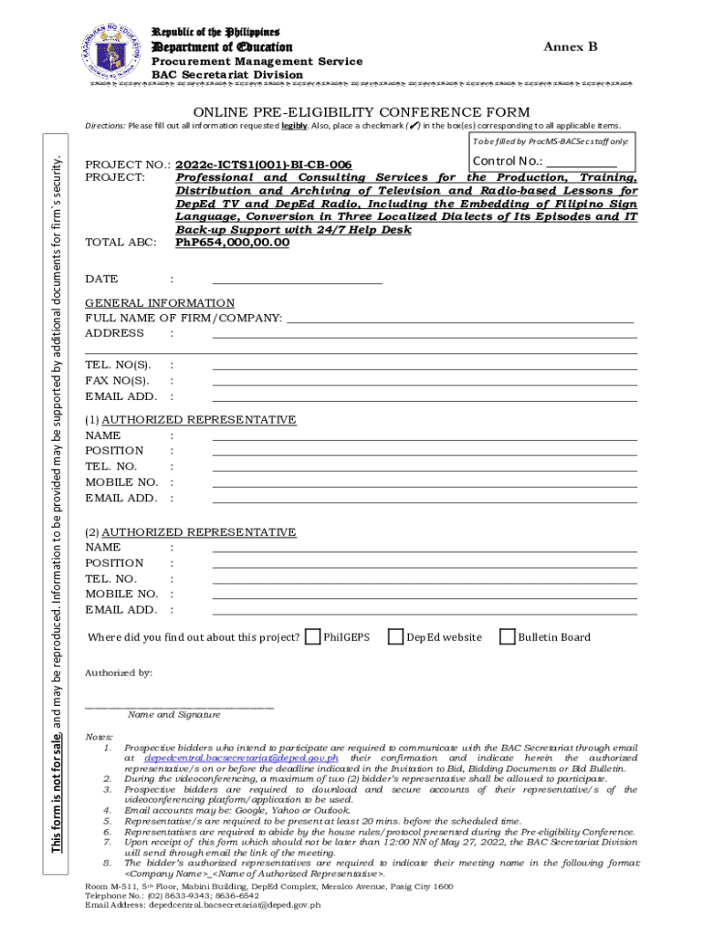 Fillable Online ONLINE PRE-ELIGIBILITY CONFERENCE FORM Fax Email Print ...