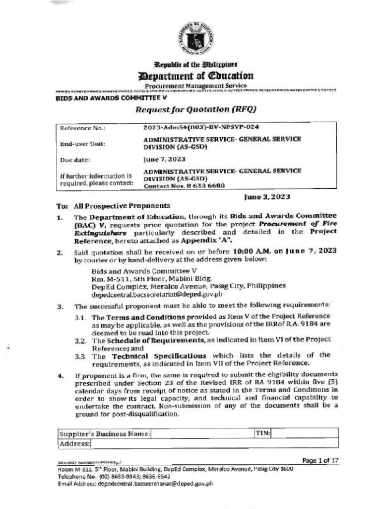 Fillable Online RFQ Requirements Checklist Fax Email Print - pdfFiller