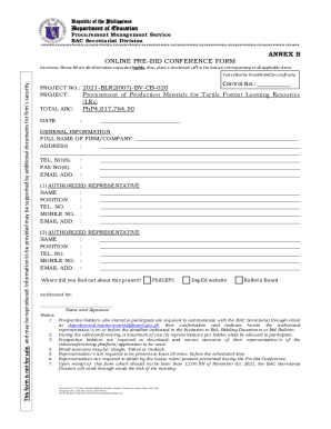 Fillable Online Annex B Online Pre-Bid Conference Form Fax Email Print ...
