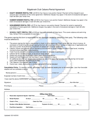 Fillable Online Edgebrook Club Cabana Rental Agreement Fax Email Print ...