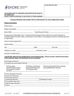 Fillable Online Authorization to use/disclose protected health information Fax Email Print ...