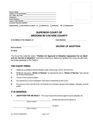 Fillable Online DECREE OF ADOPTION, PBAA81f Fax Email Print - pdfFiller