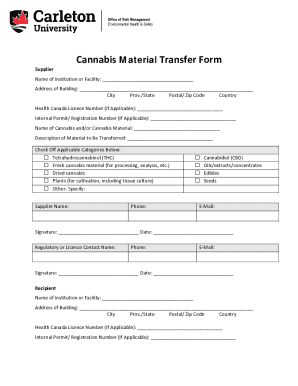 Fillable Online Cannabis Material Transfer Form Fax Email Print - pdfFiller