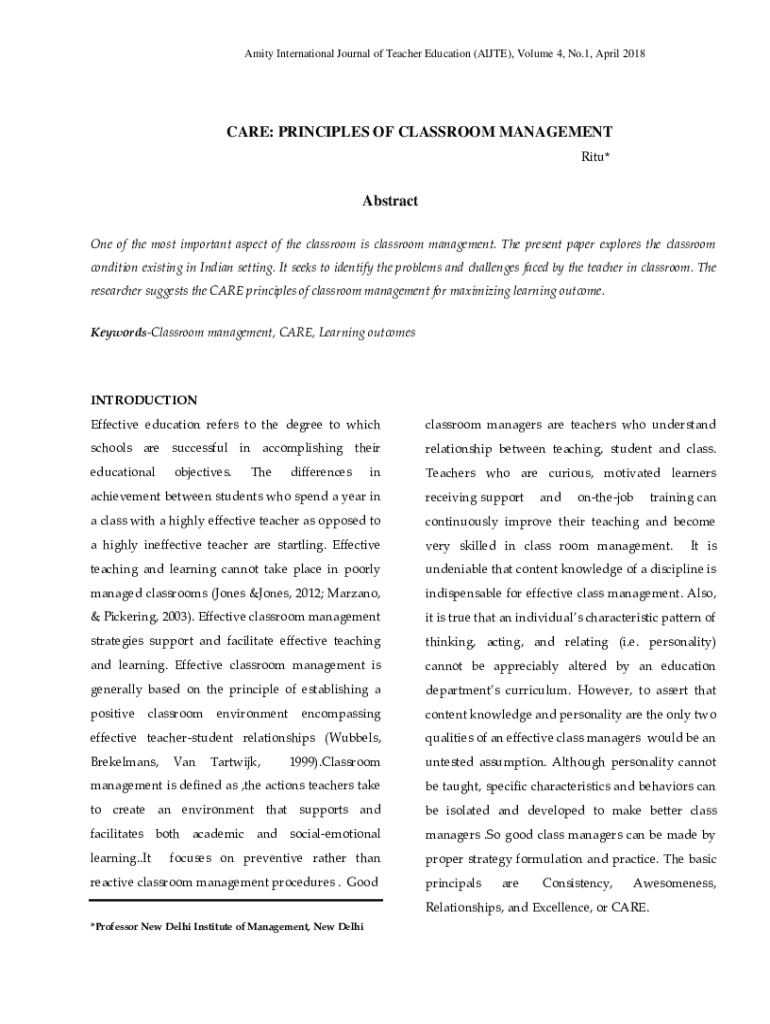 Fillable Online Some Basic Principles Of Classroom Management In fillable-online-some-basic-principles-of-classroom-management-in
