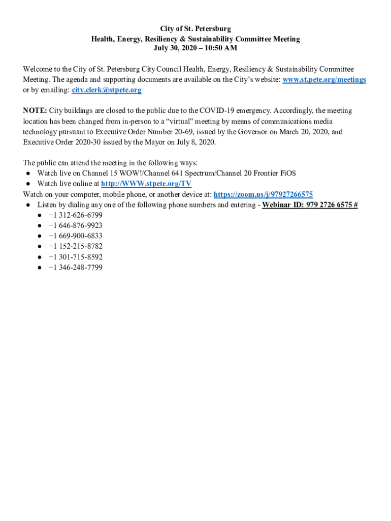 Fillable Online Petersburg City Council Health, Energy, Resiliency & Sustainability Committee ...