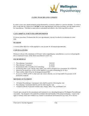 Fillable Online CLINIC POLICIES AND CONSENT Fax Email Print - pdfFiller