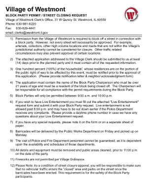 Fillable Online Block Party Permit / Street Closed Request Fax Email ...