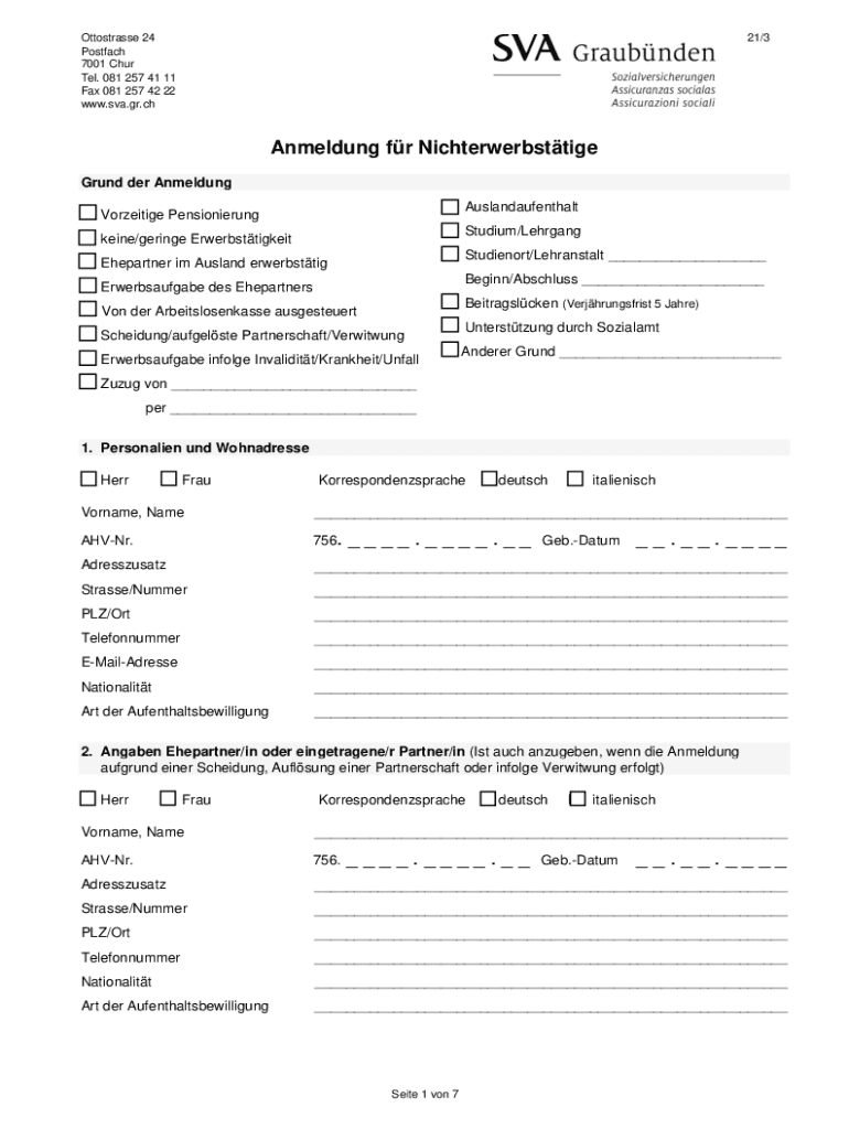 Ausfüllbar Online Home - SVA Kanton Graubnden deutsch Fax Email Drucken - pdfFiller