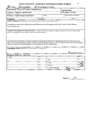 Fillable Online NYE COUNTY AGENDA INFORMATION FORM 1712 iTEM Fax Email ...