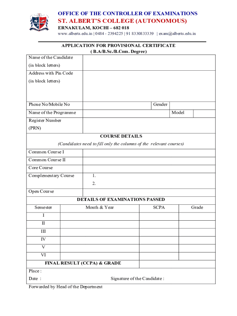 Fillable Online PC APPLICATION FORM-UG Fax Email Print - pdfFiller