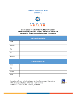 Fillable Online APPLICATION COVER PAGE (EXHIBIT A) Fax Email Print ...