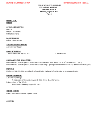 Fillable Online Tentative AGENDA Fax Email Print - pdfFiller