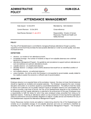 Fillable Online Attendance Management Policy.pdf Fax Email Print - pdfFiller