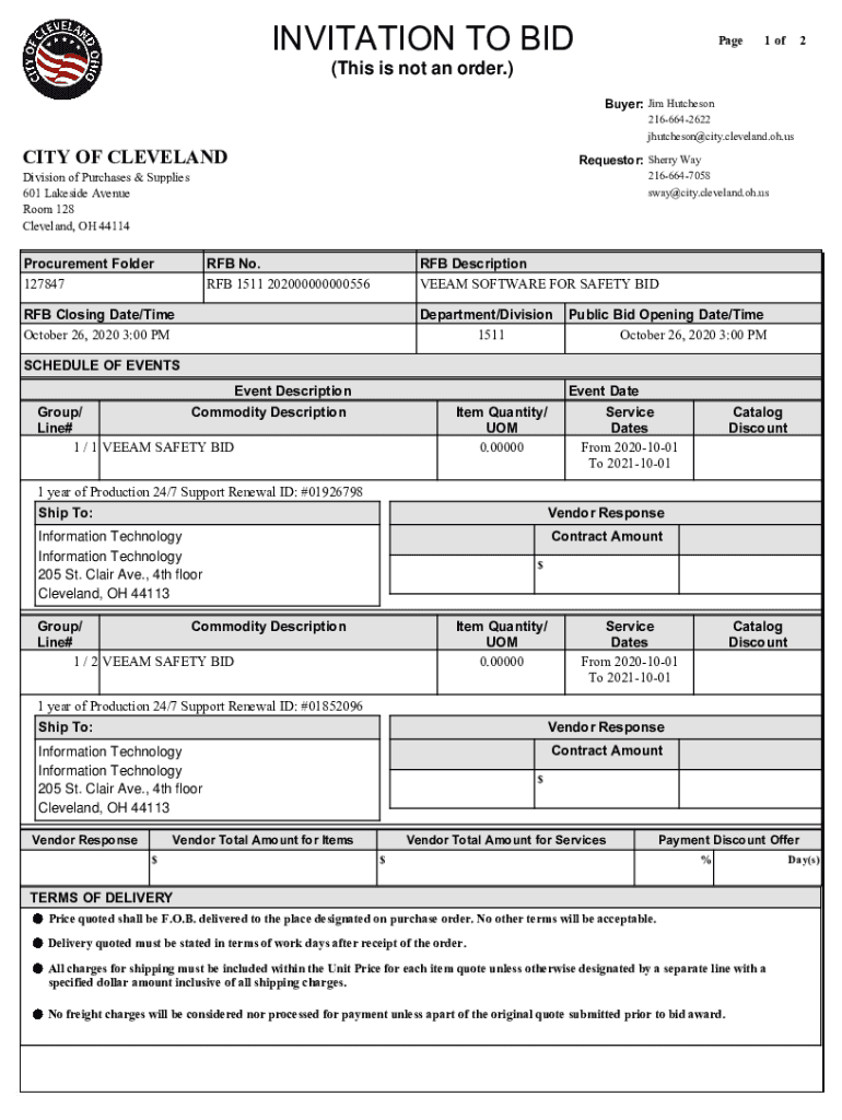 Fillable Online VEEAM SOFTWARE FOR SAFETY BID Fax Email Print - pdfFiller