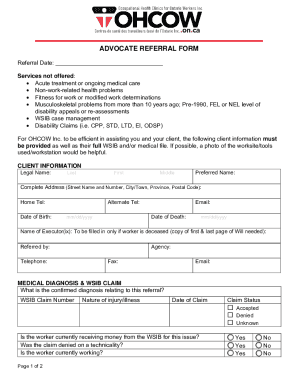 Fillable Online ADVOCATE REFERRAL FORM Fax Email Print - pdfFiller