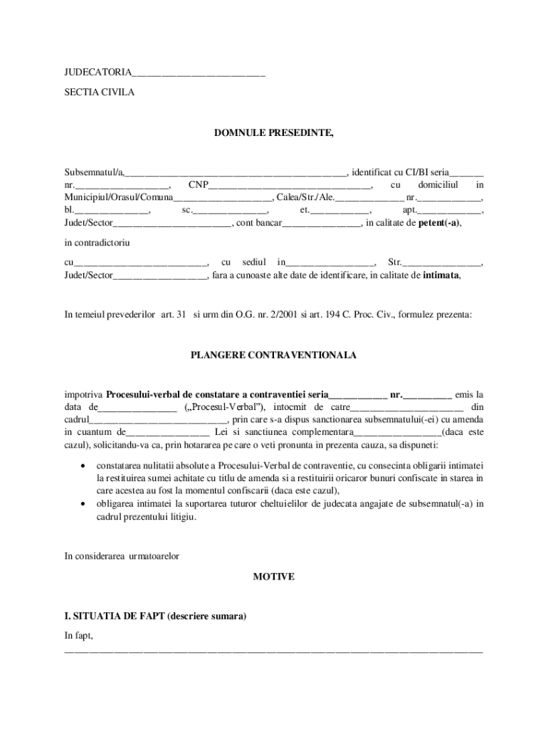 Fillable Online L&B Consult - Model contestatie amenda ordonanta ...