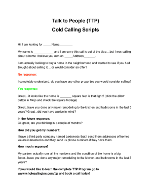 Fillable Online Cold Calling Scripts: 25 Script Examples & Call Tips ...