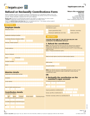 Fillable Online Refund or Reclassify Contributions Form Fax Email Print ...