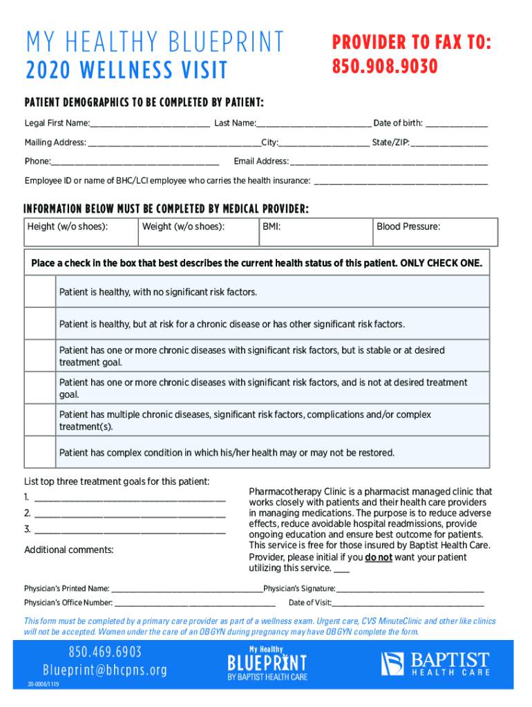 Fillable Online MY HEALTHY BLUEPRINT Fax Email Print - pdfFiller