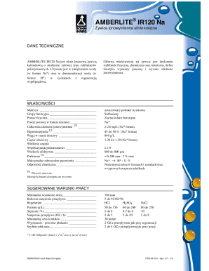 Fillable Online Product Data Sheet - AMBERLITE IR120 H Fax Email Print ...