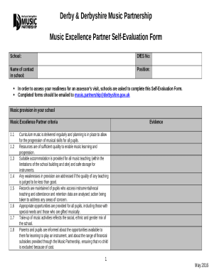 Music Excellence Partner self-evaluation Doc Template | pdfFiller