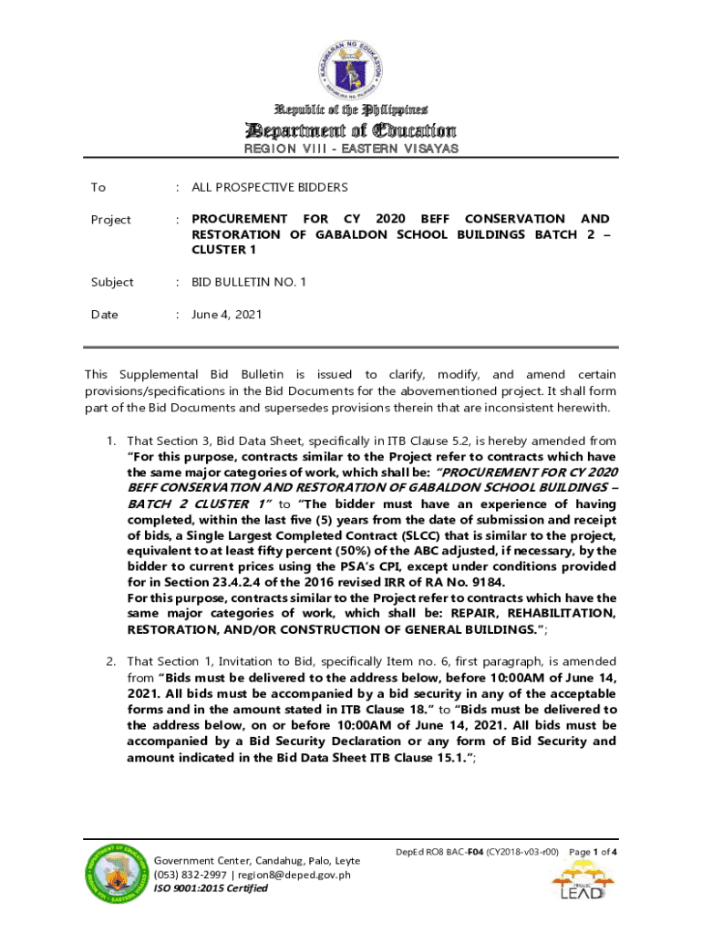 Fillable Online RESTORATION OF GABALDON SCHOOL BUILDINGS BATCH 2 Fax ...